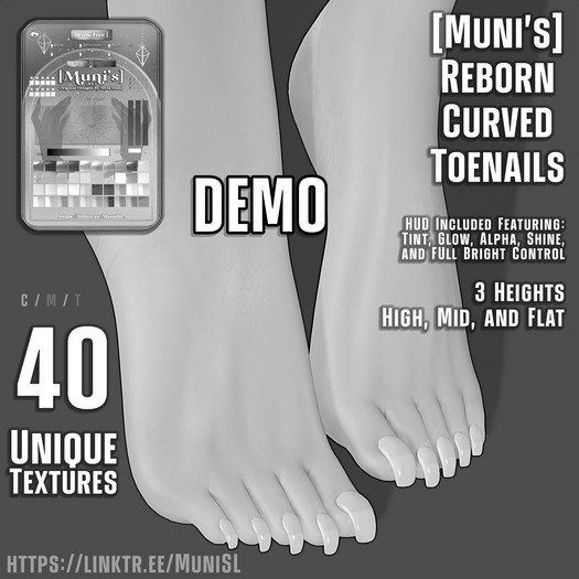Second Life Marketplace - [Muni's] Reborn Curved Toe Nails V1 - DEMO